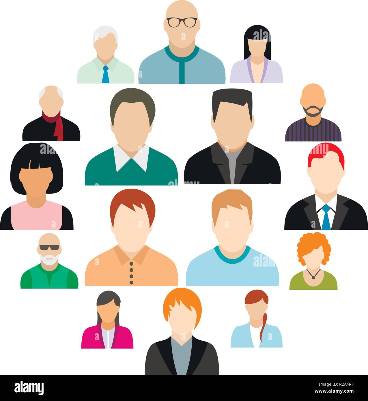 16 characters flat icons set. Colored illustration for any design Stock ...