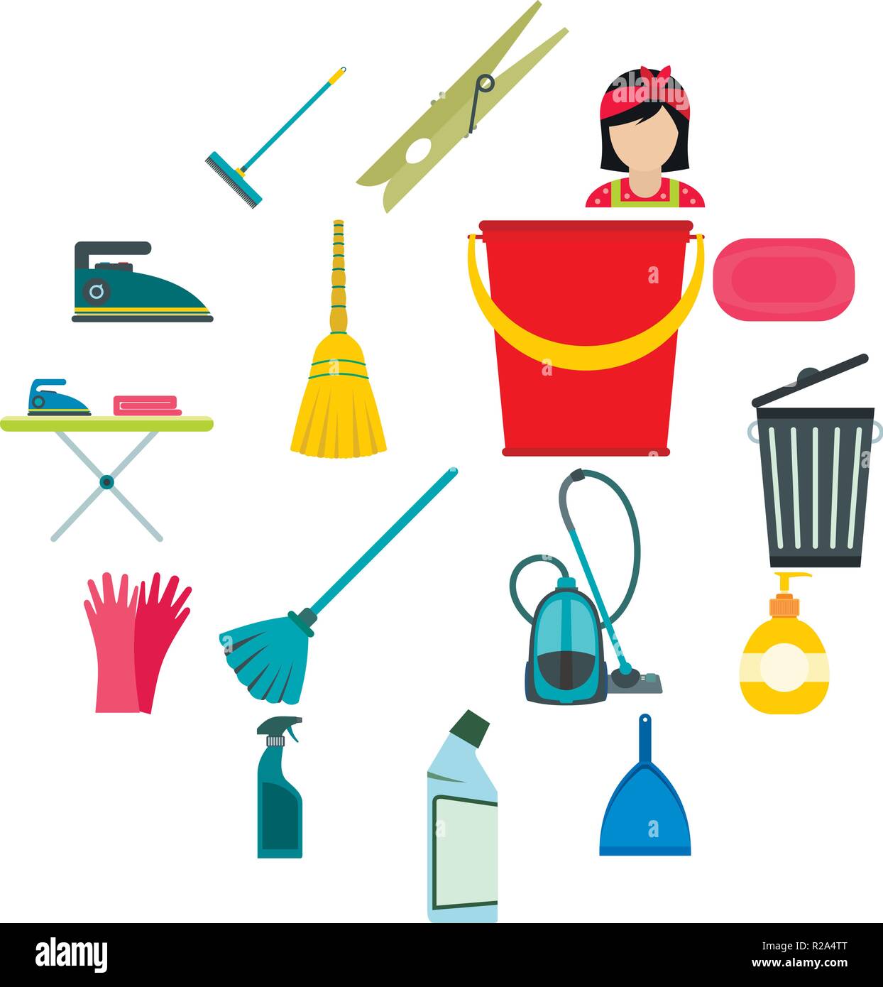 Cleaning flat icons for web and mobile devices Stock Vector Image & Art ...