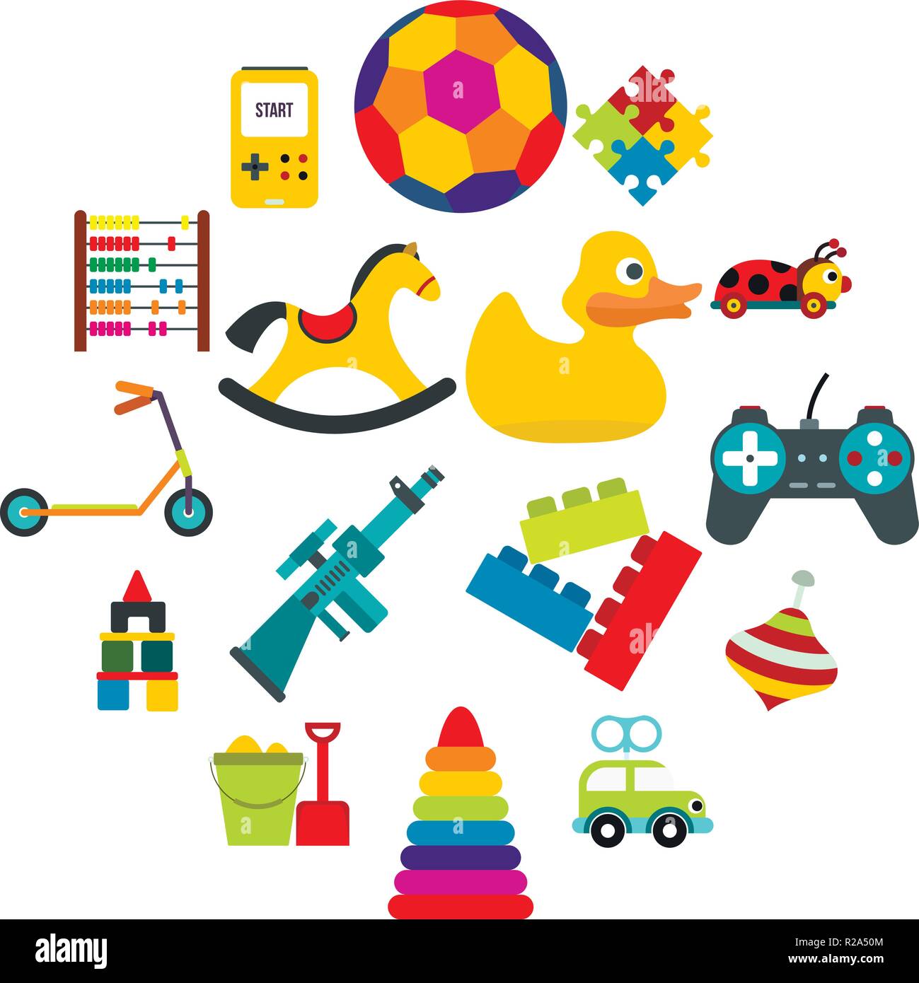 Toys flat icons set isolated on white background Stock Vector Image ...