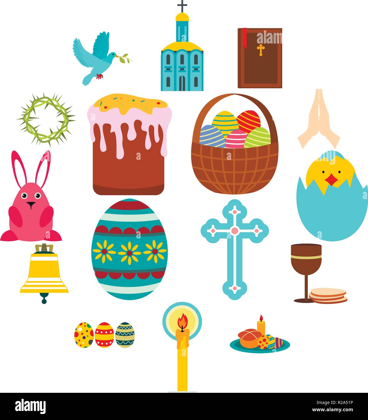 Easter flat icons set isolated on white background Stock Vector Image ...