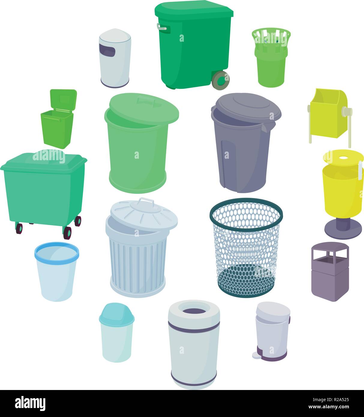 Garbage set icons in isometric 3d style isolated on white background ...