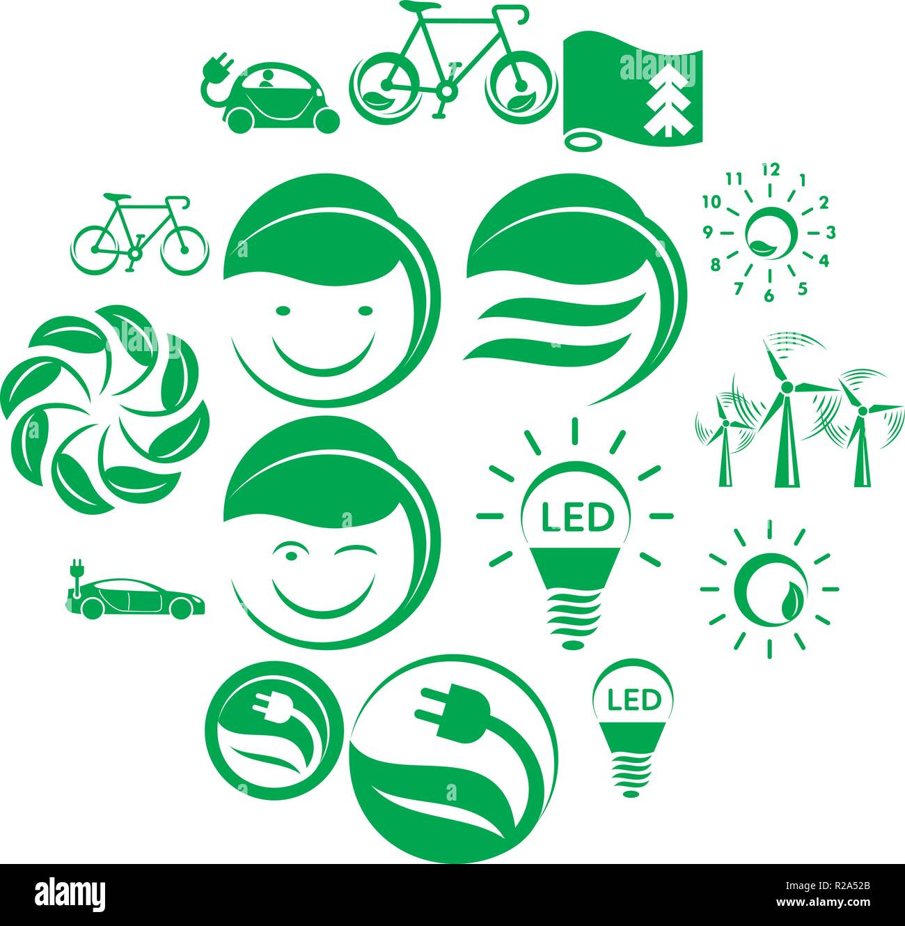 Ecology simple icons set isolated on white background Stock Vector ...