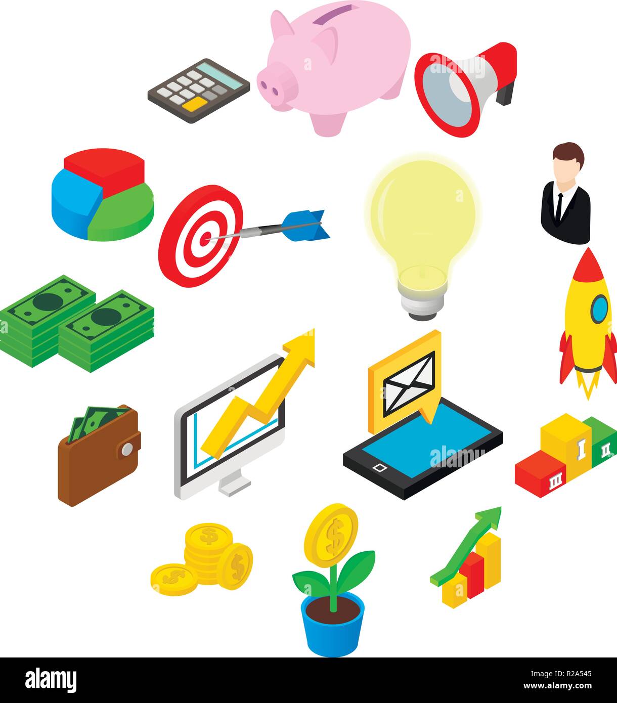 Business isometric icons isolated on white background Stock Vector ...