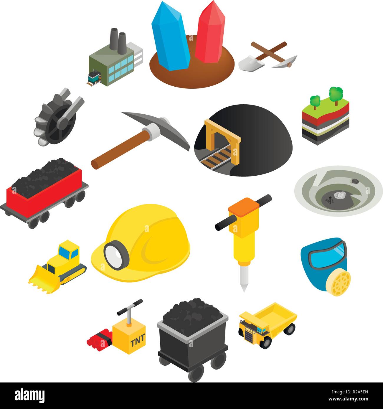 Mining isometric 3d icons isolated on white background Stock Vector ...