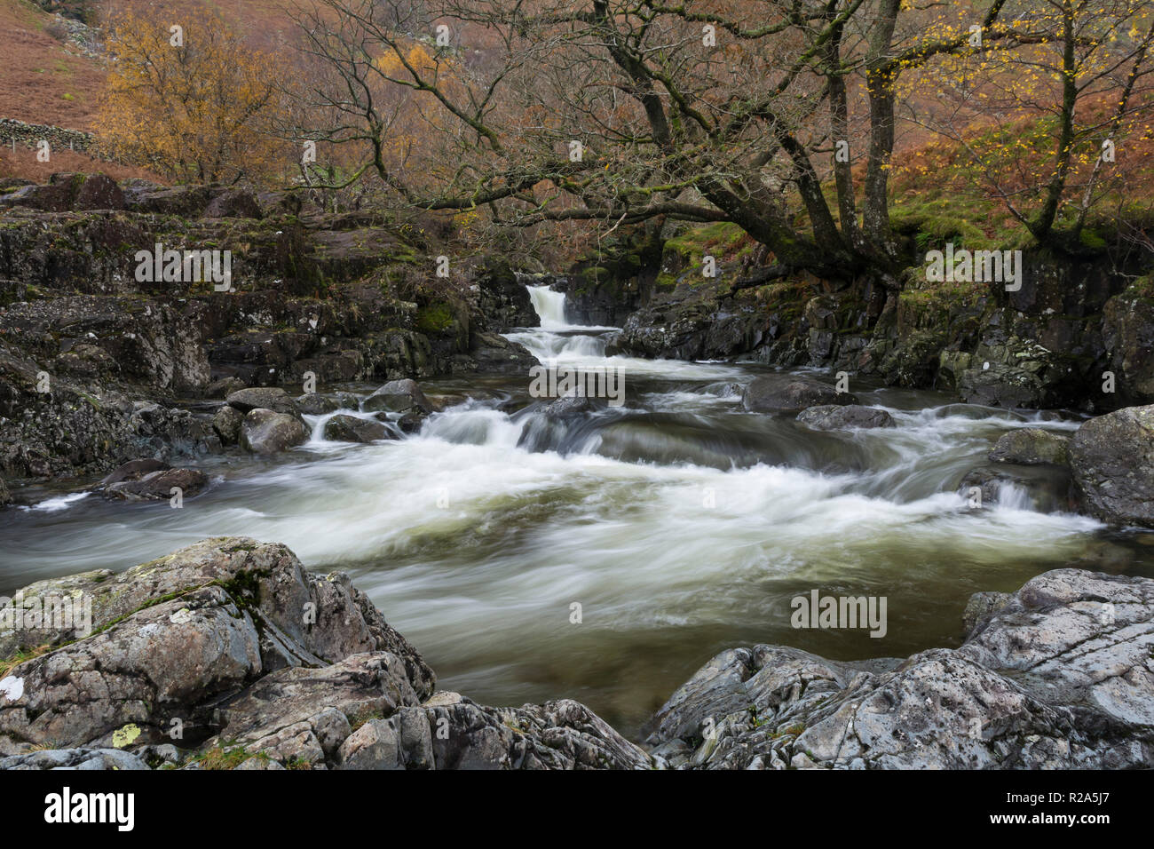 Galleny Force Waterfall - Stonethwaite - Lake District, UK Stock Photo ...