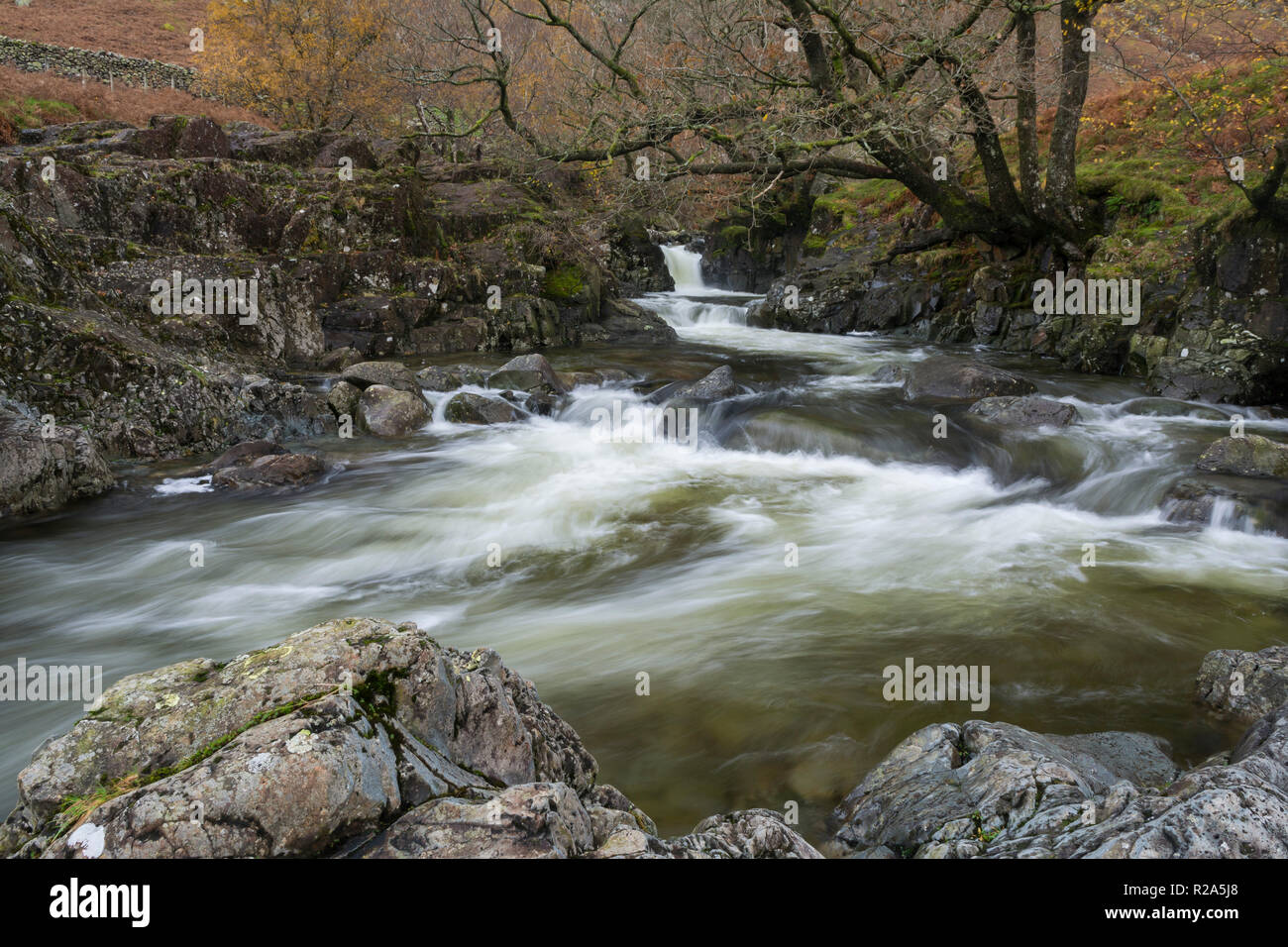 Galleny Force Waterfall - Stonethwaite - Lake District, UK Stock Photo ...
