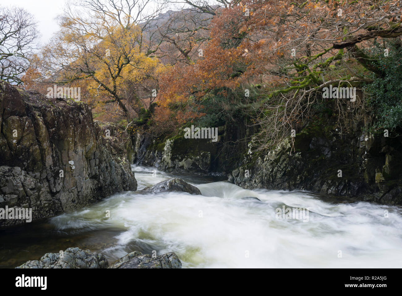Galleny Force Waterfall - Stonethwaite - Lake District, UK Stock Photo ...