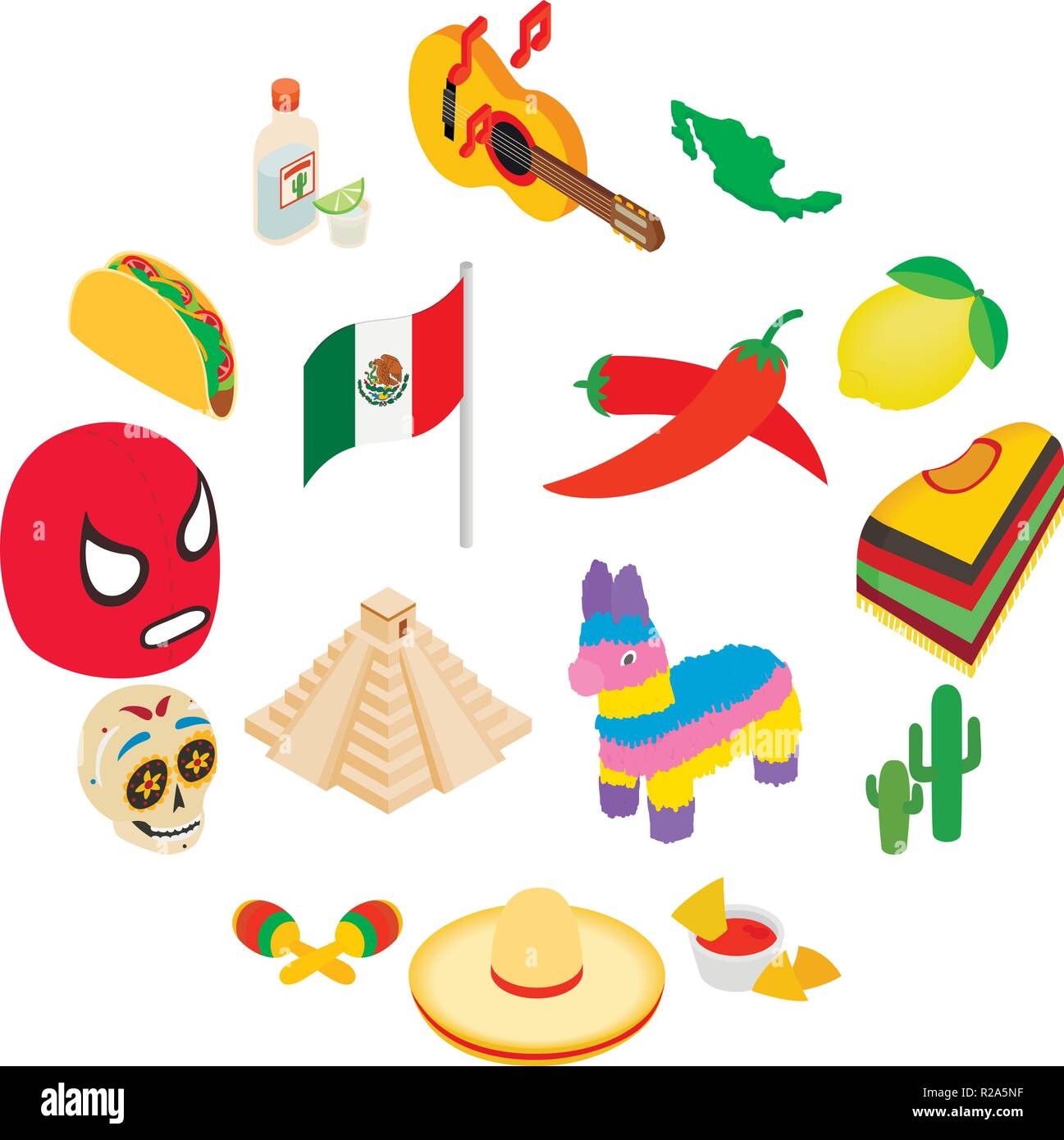 Mexico isometric 3d icons set isolated on white background Stock Vector Image & Art - Alamy