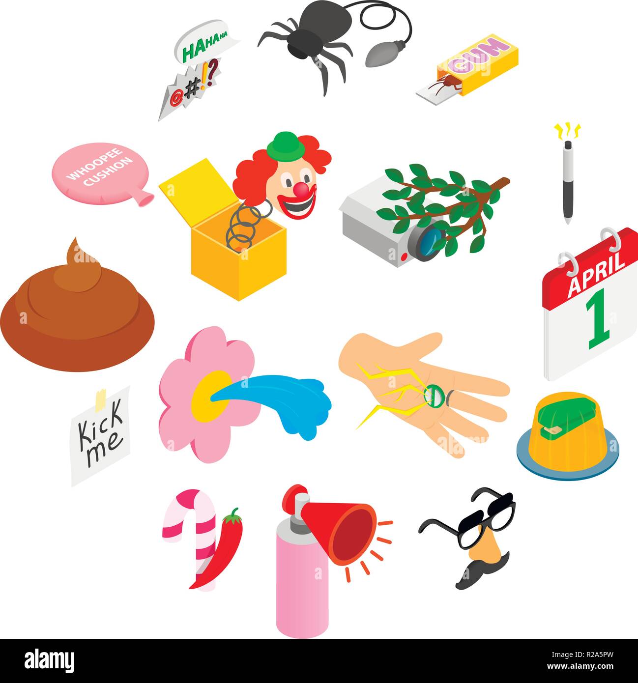 Joke icons set in isometric 3d style on white Stock Vector Image & Art ...