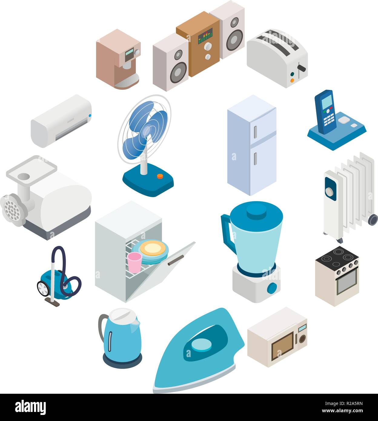 Home appliances icons in isometric 3d style isolated on white Stock ...