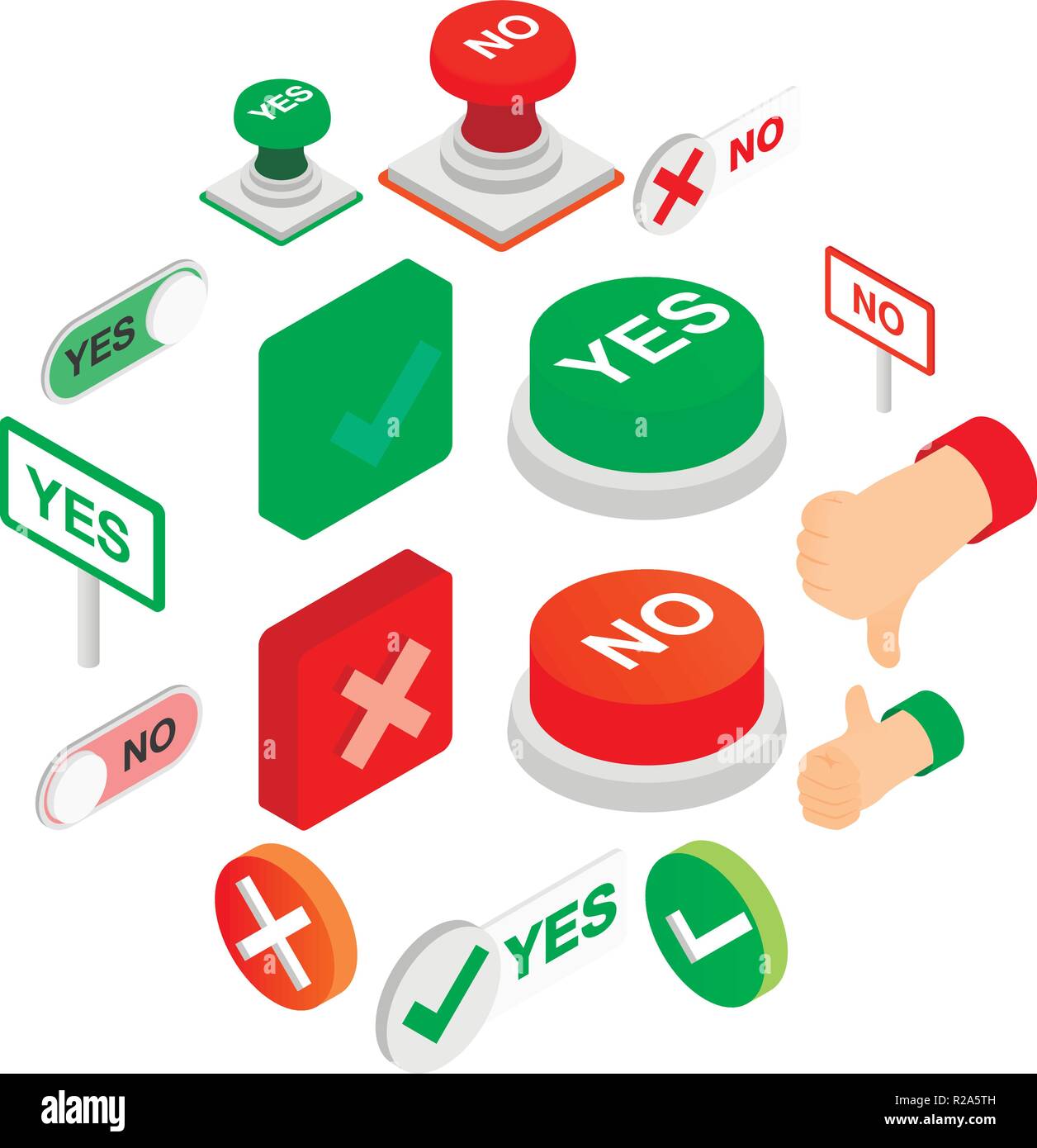 Check mark Yes and No icons set in isometric 3d style Stock Vector ...