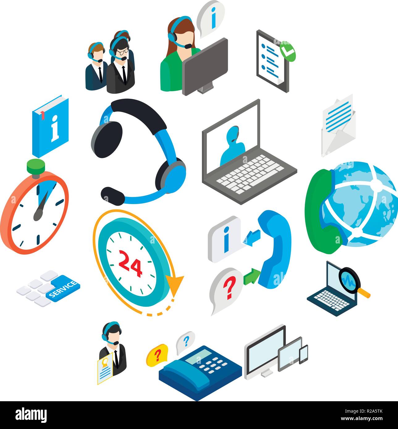 Computer service icons set in isometric 3d style isolated on white ...