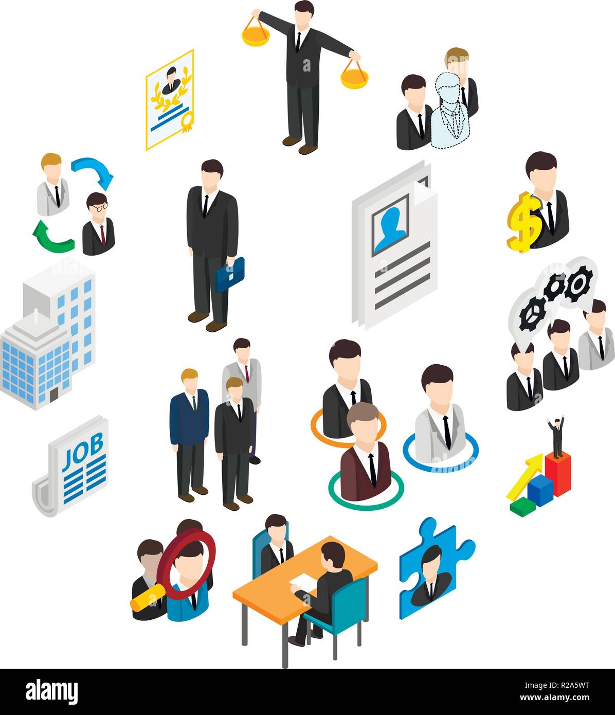 Human resources icons set in isometric 3d style isolated on white Stock ...