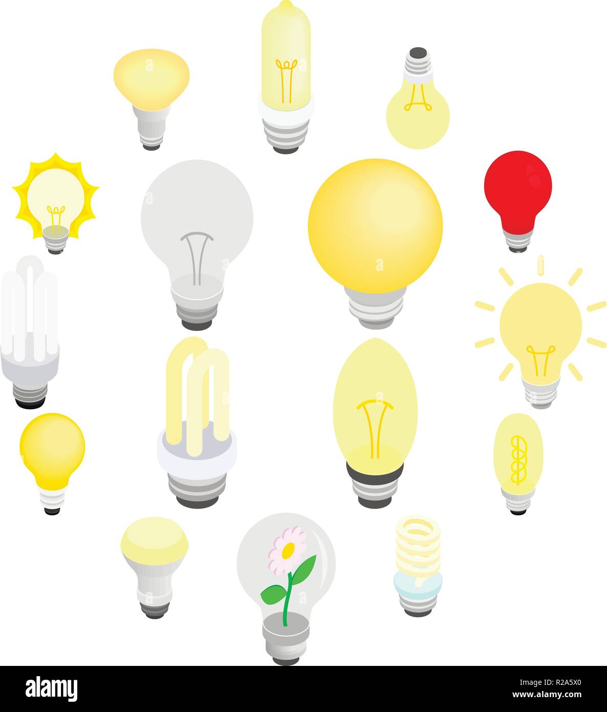 Light bulbs icons in isometric 3d style isolated on white Stock Vector ...
