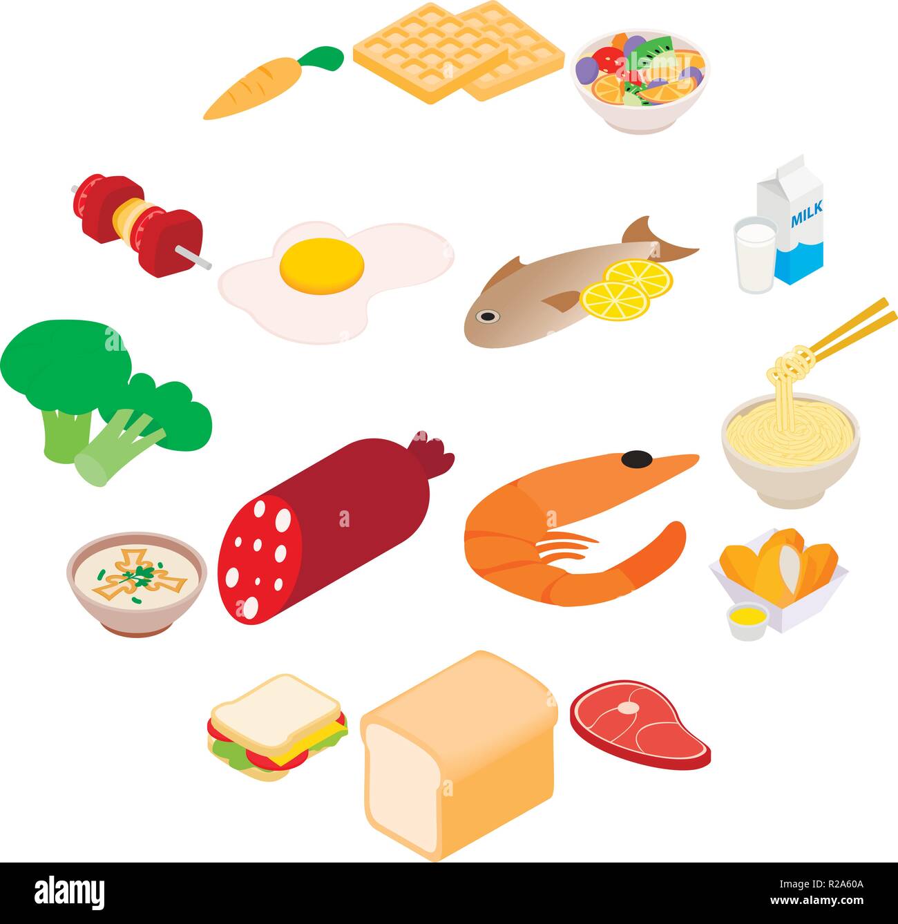 Food icons set in isometric 3d style isolated on white Stock Vector ...