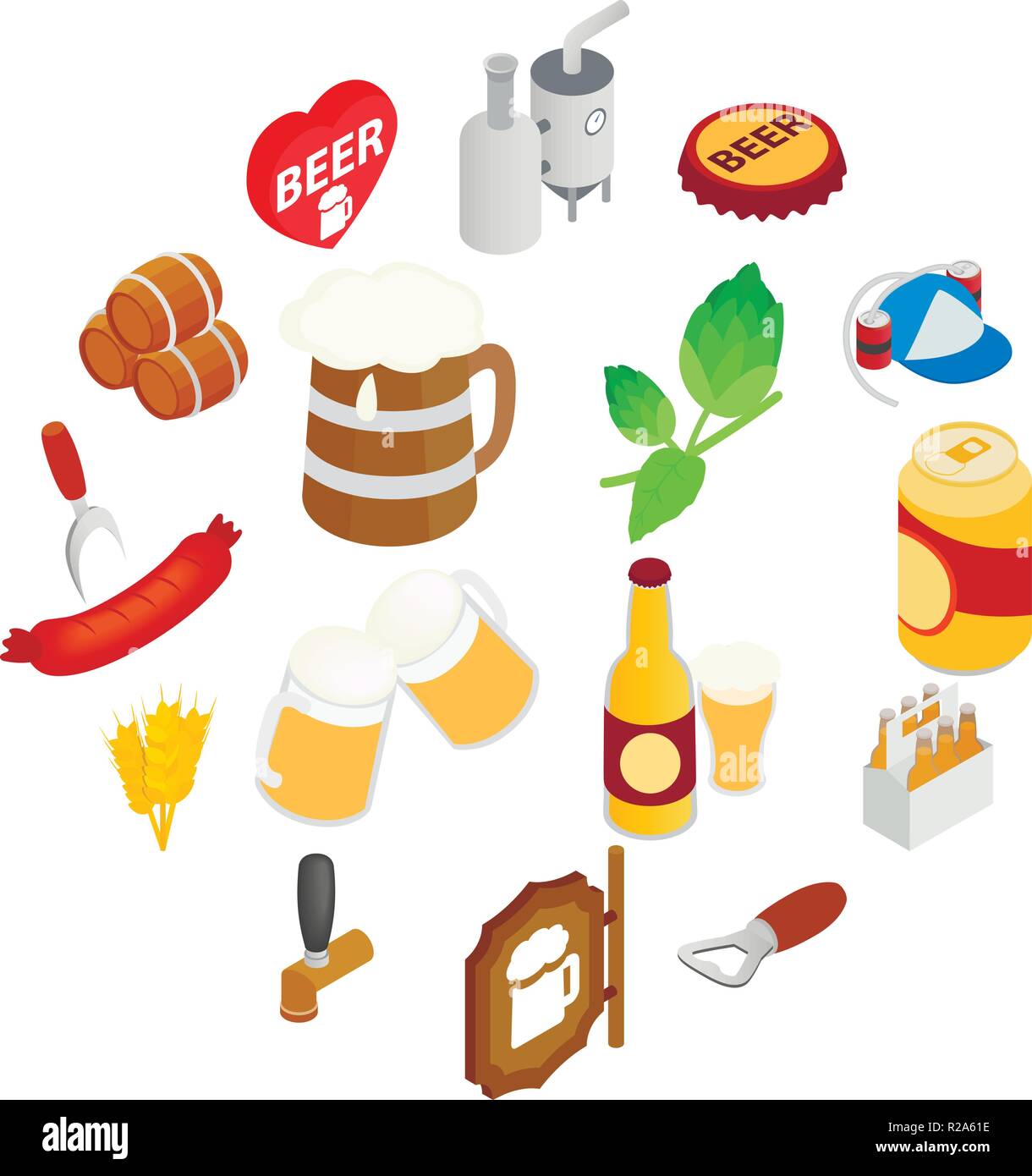 Beer icons set in isometric 3d style isolated on white Stock Vector ...
