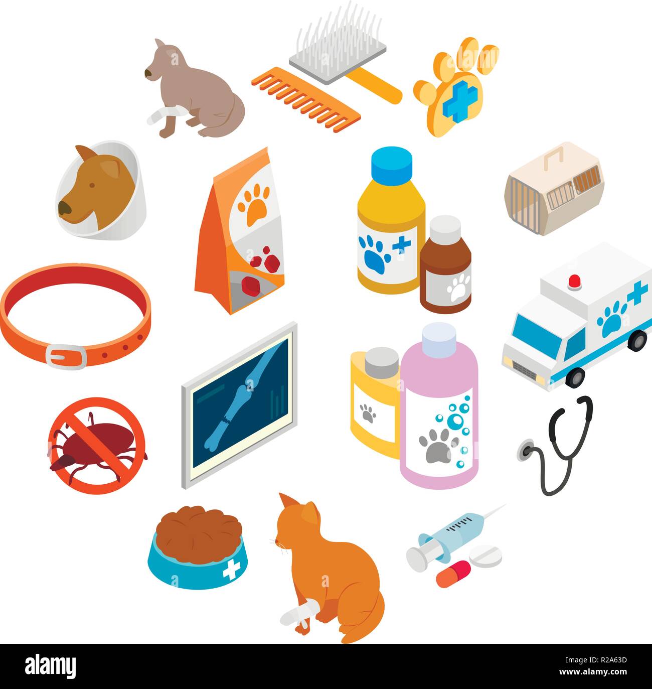 Veterinary icons set in isometric 3d style on a white background Stock ...