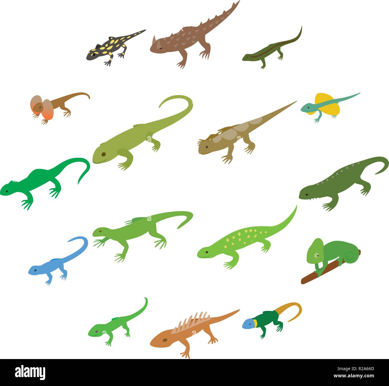 Lizard icons set in isometric 3d style on a white background Stock ...