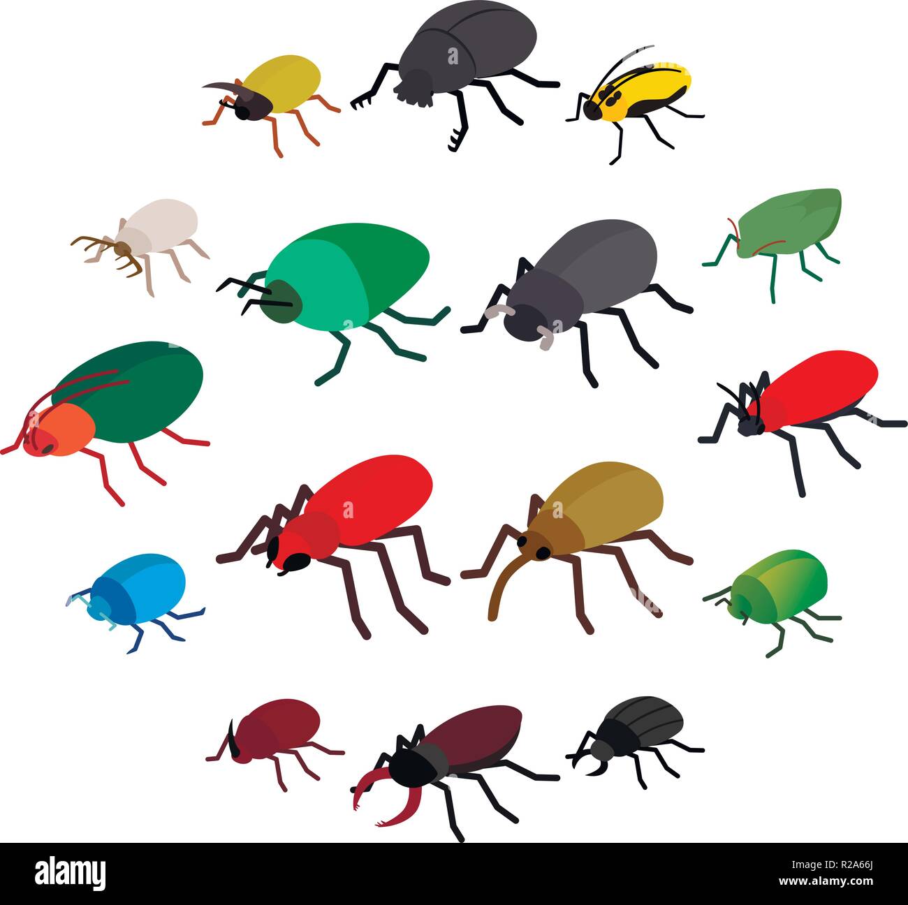 Insect bug icons set in isometric 3d style isolated on white background ...