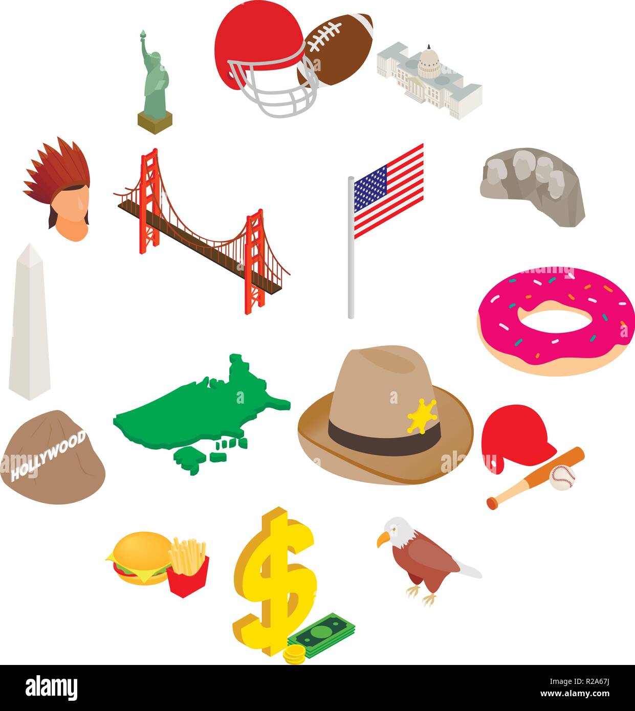 Usa icons set in isometric 3d style isolated on white background Stock ...