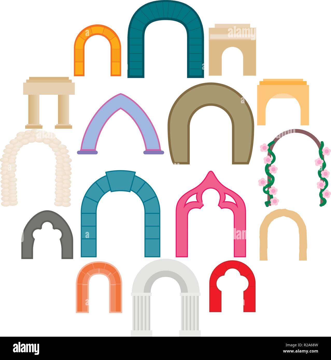 Arch icons set in flat style isolated on white background Stock Vector ...