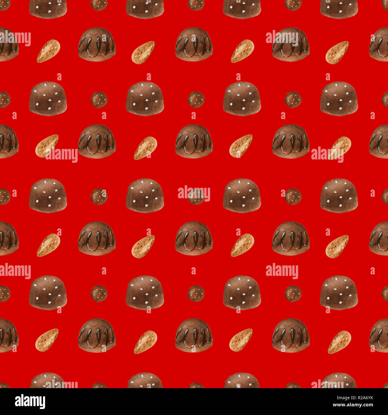 Sweet seamless pattern with chocolate candies. Watercolor illustration ...