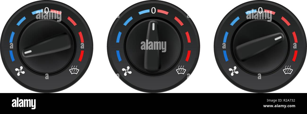 Car dashboard knob switch set. Auto air conditioner. Temperature ...