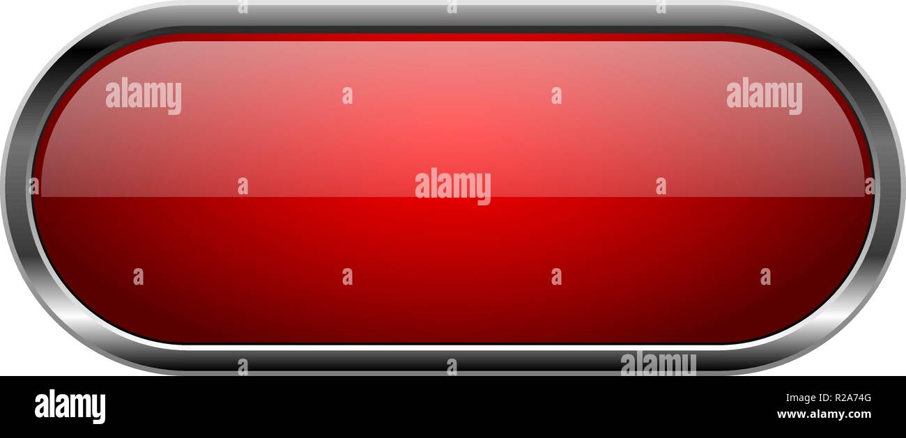 Red glass button. Oval 3d shiny icon with metal frame Stock Vector ... Red glass button. Oval 3d shiny icon with metal frame Stock Vector ...