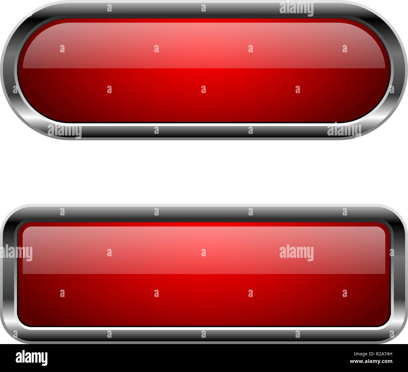 Red buttons. 3d glass icons with chrome frame Stock Vector Image & Art ...
