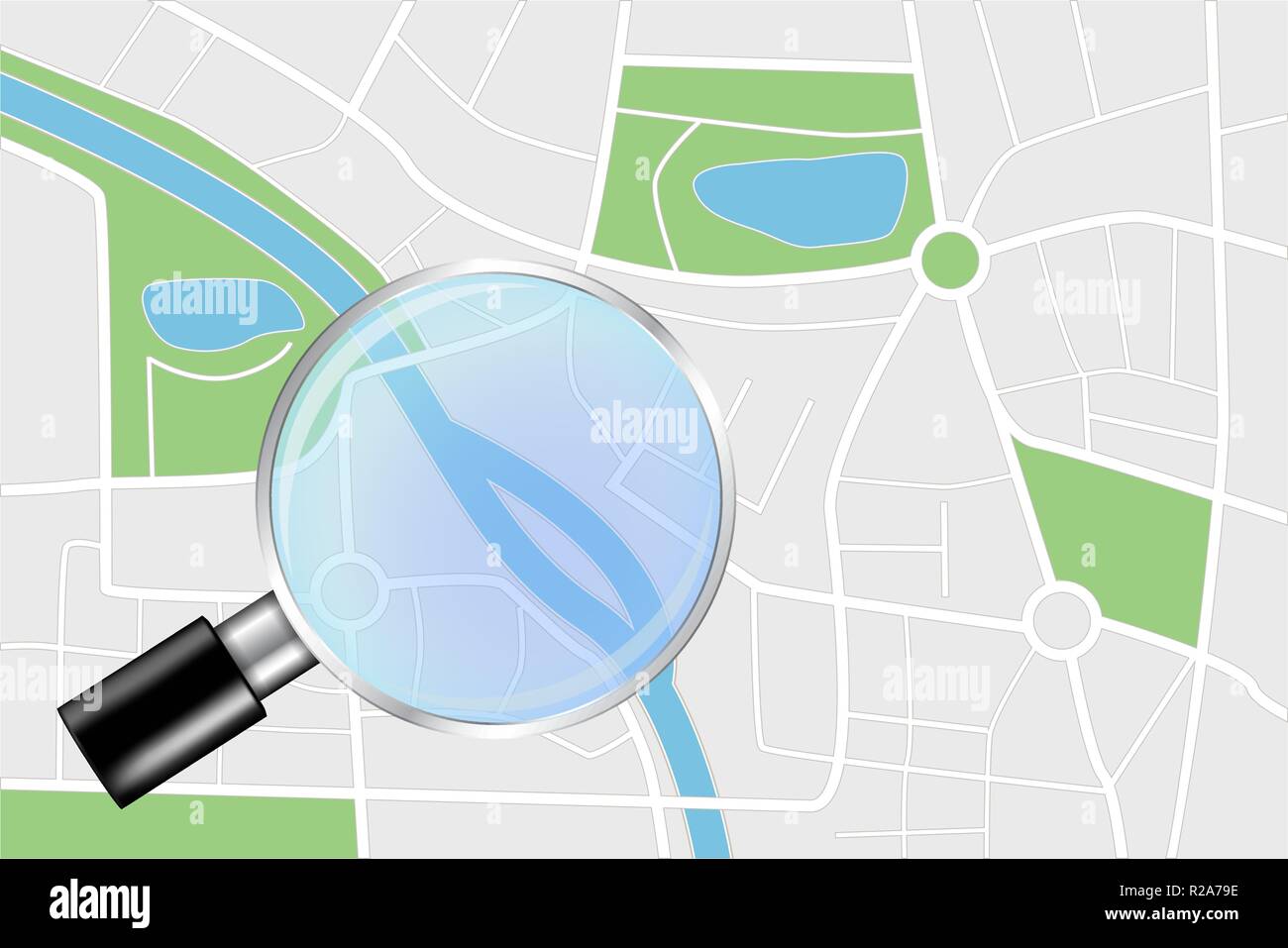 Map with magnifying glass Stock Vector Image & Art - Alamy