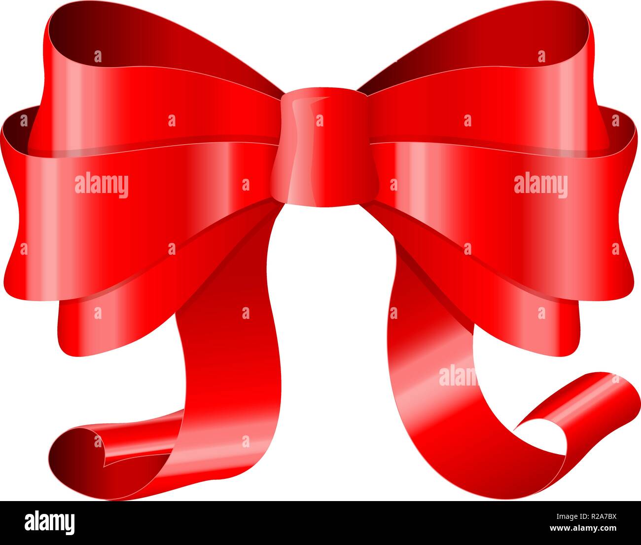 Red ribbon bow. 3d silky decoration Stock Vector Image & Art - Alamy