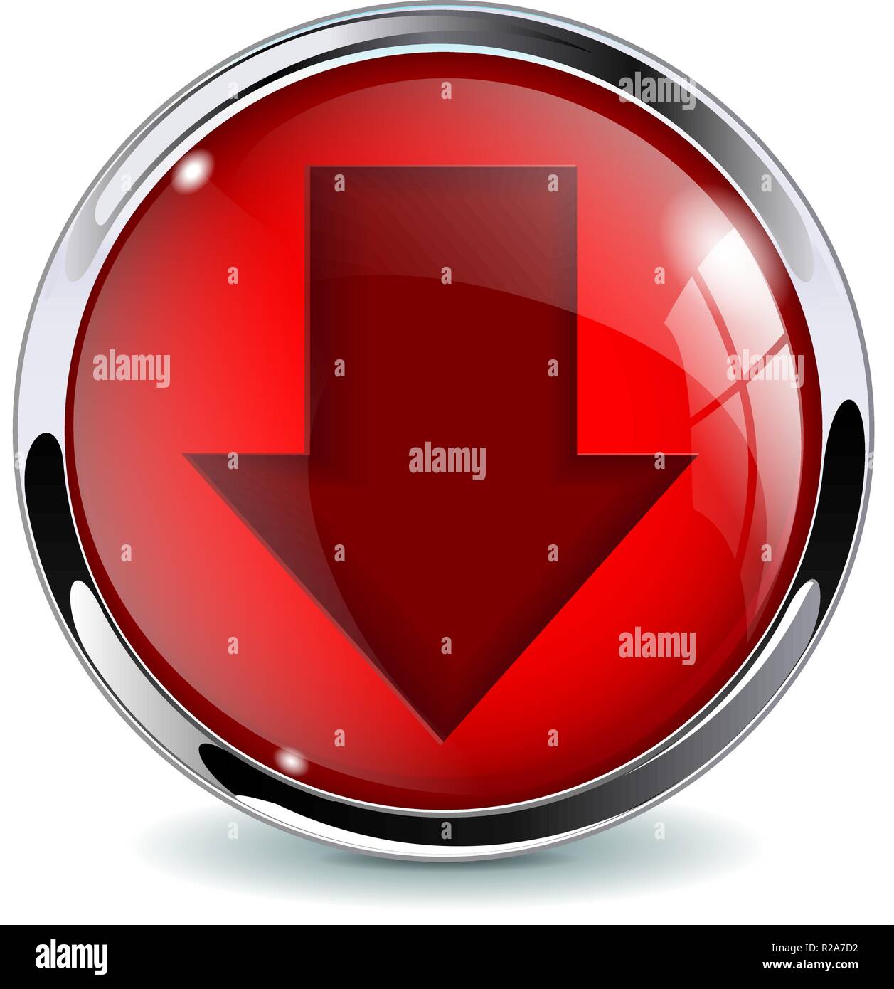Red 3d button. With DOWN arrow Stock Vector Image & Art - Alamy