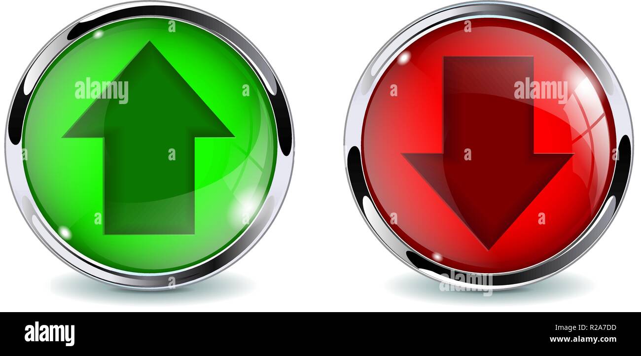Glass 3d buttons. Up and down Stock Vector Image & Art - Alamy