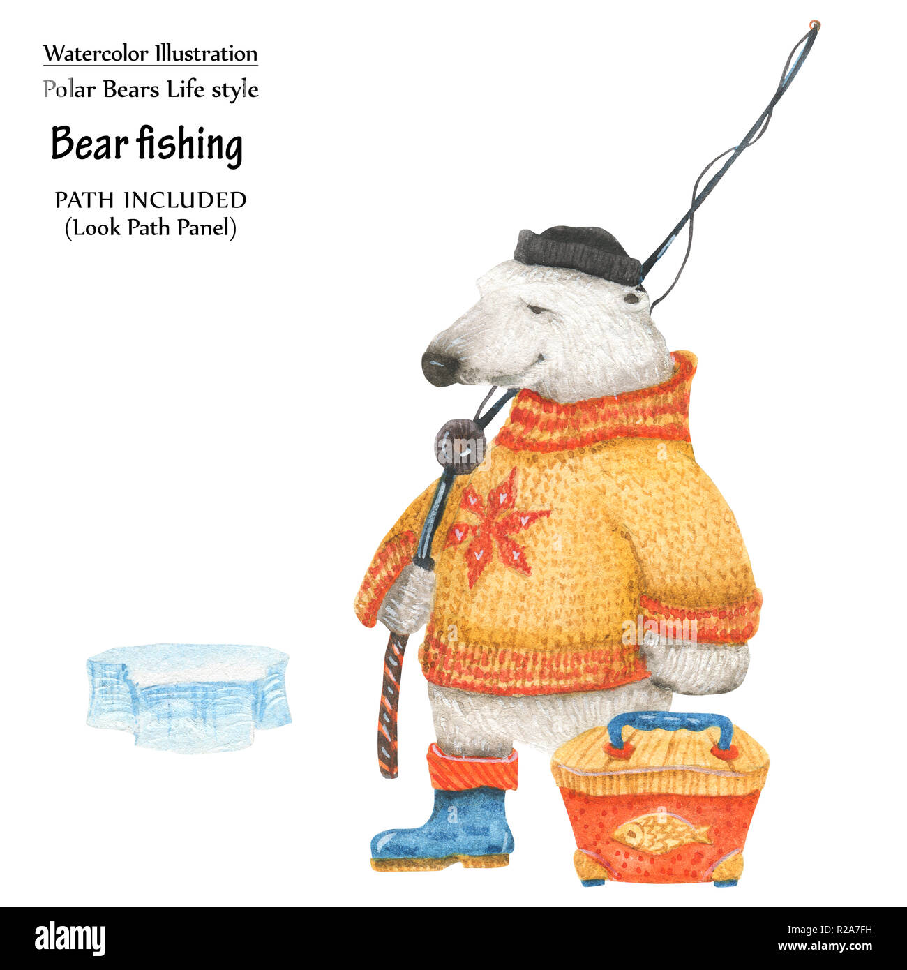 Cartoon polar bear fishing hi-res stock photography and images - Alamy