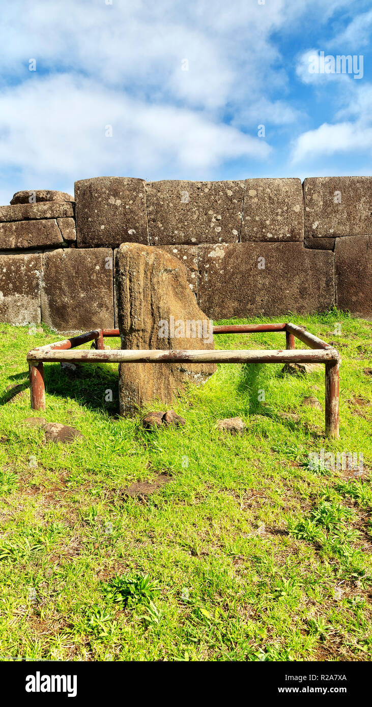 in chile rapa nui the antique and mysteriuos muai statue symbol of an ...