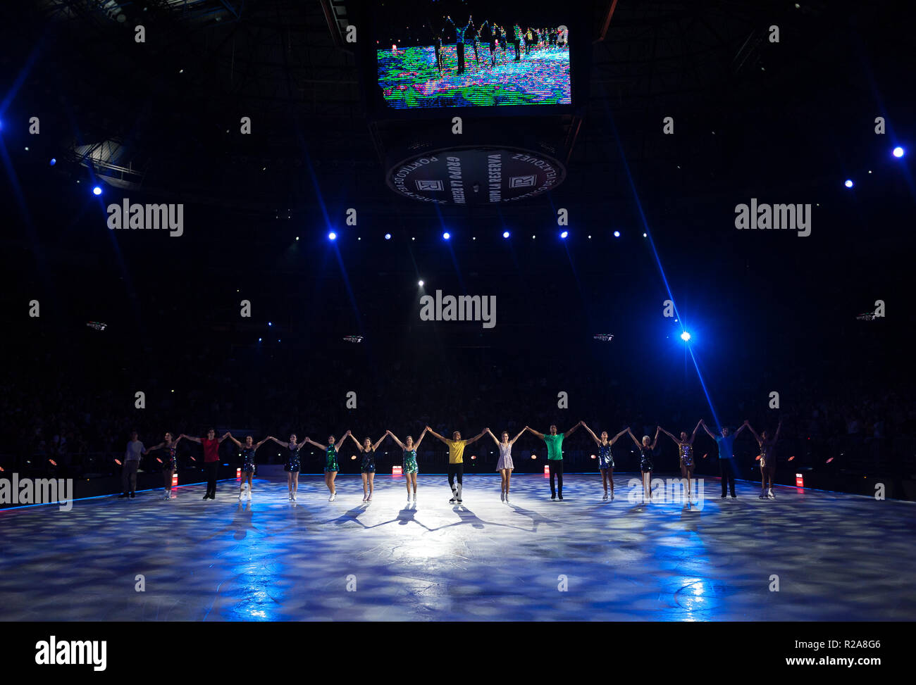 Figure skaters seen performing during the show. Revolution on Ice Tour ...