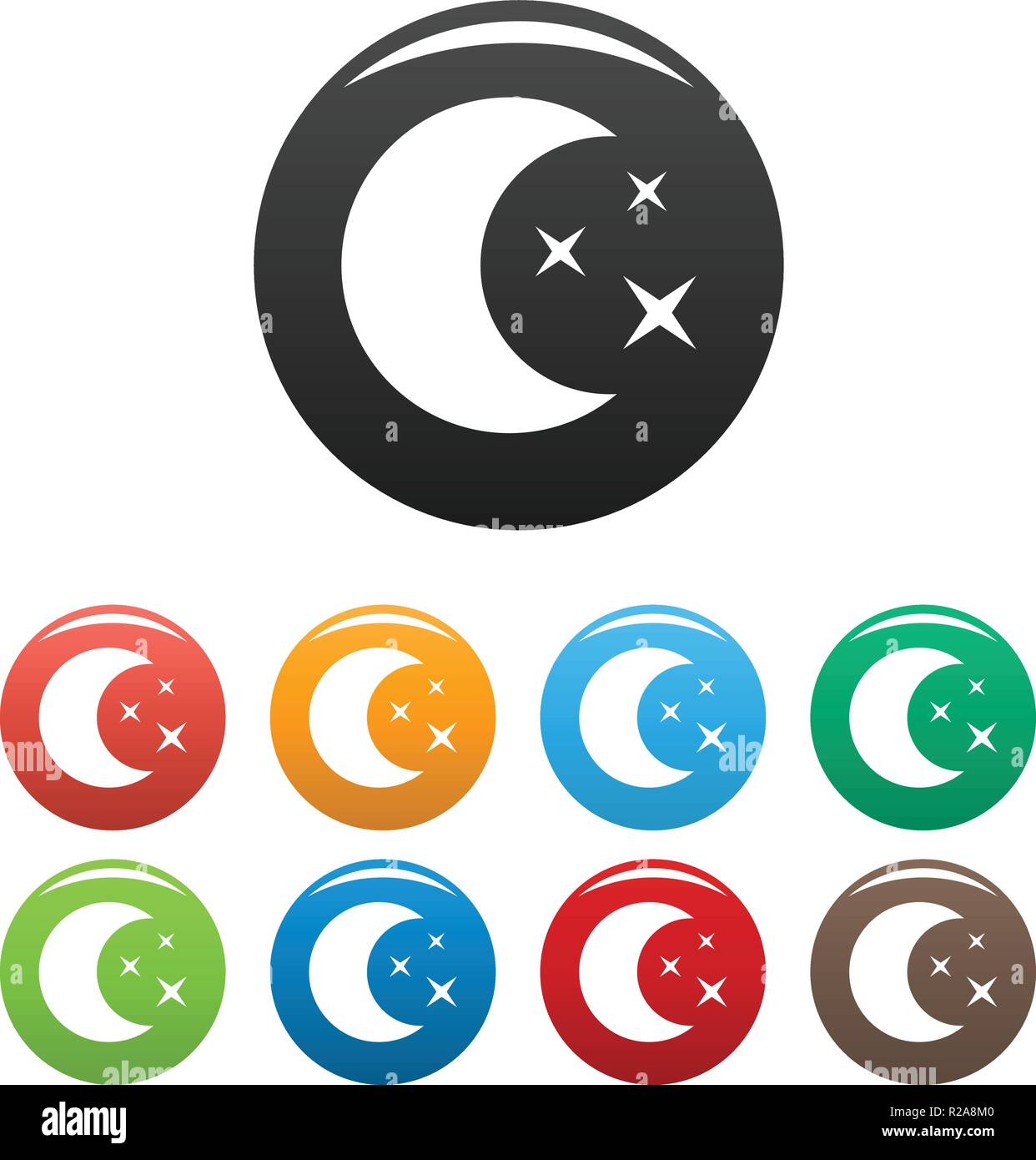 Moon night icon. Simple illustration of moon night vector icons set ...