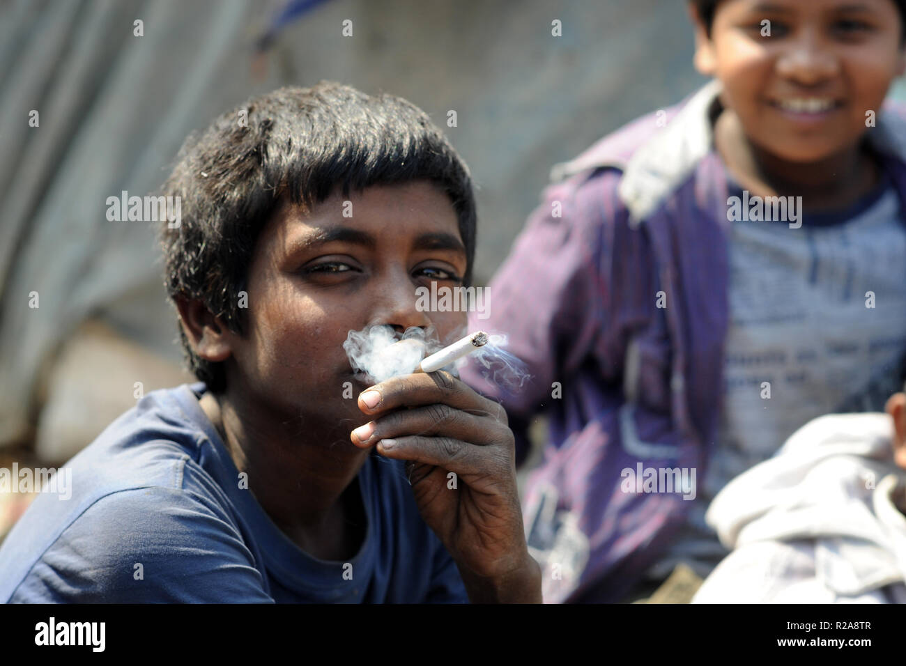 Dhaka, Bangladesh - January 25, 2014: Bangladeshi drug addicts street ...