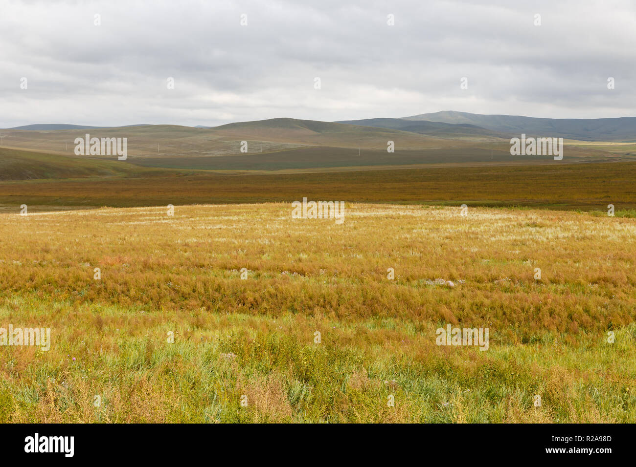 Mongolian steppe, beautiful landscape with cloudy sky Stock Photo - Alamy