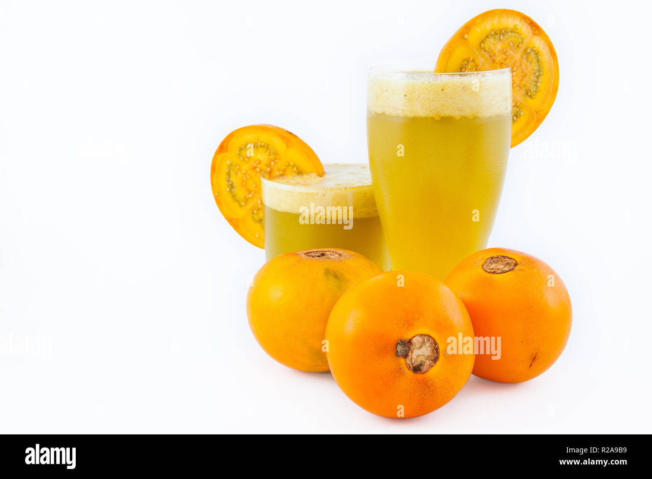 Lulo juice a traditional Colombian exotic fruit (Solanum quitoense ...