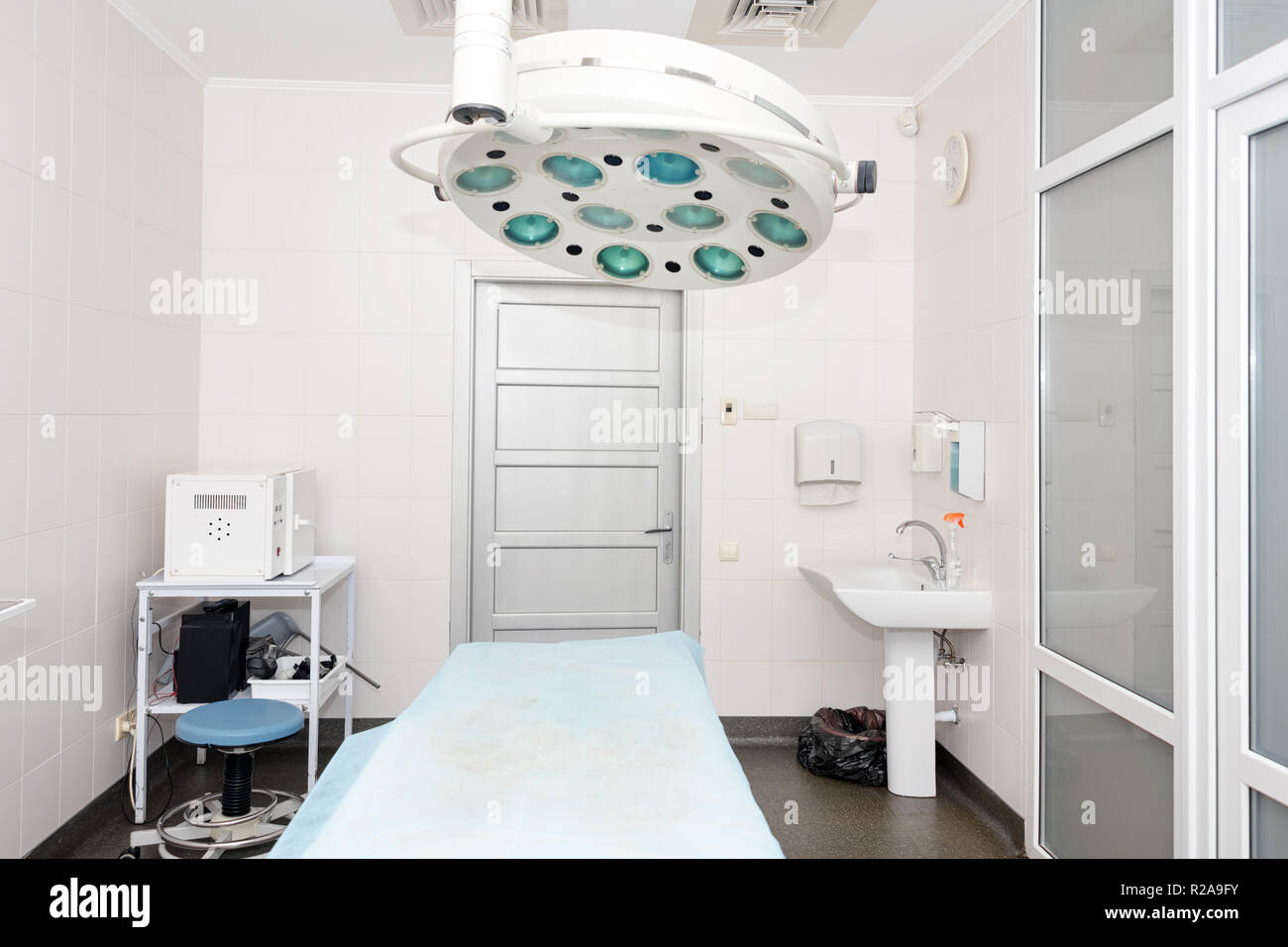 Equipment and medical devices in modern operating room. Surgical room ...