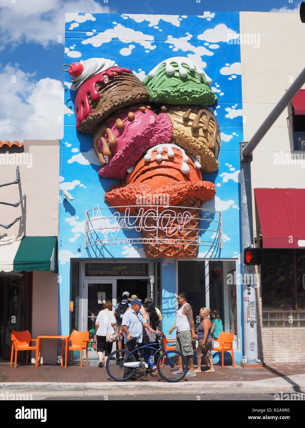 Miami, Florida 10-21-2018 The ice cream store Azucar on Calle Ocho ...