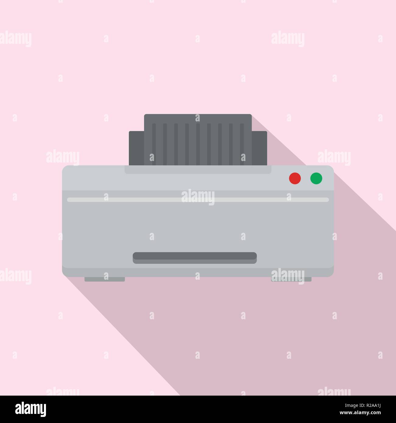 Grey printer icon. Flat illustration of grey printer vector icon for ...