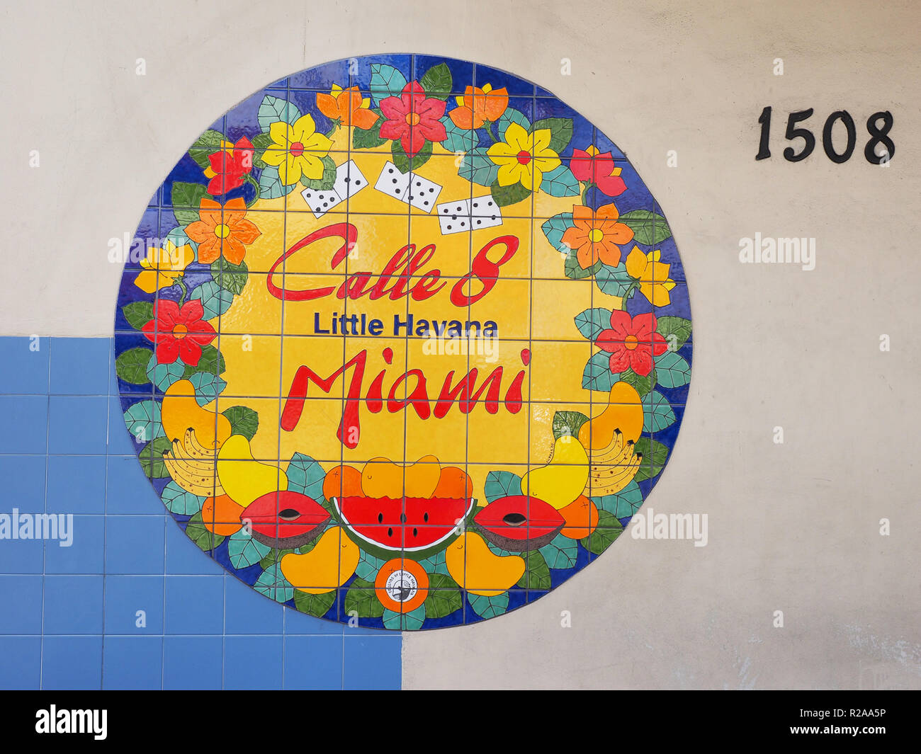 Miami, Florida 10-21-2018 Brightly colored Calle 8 - 8th Street -sign ...