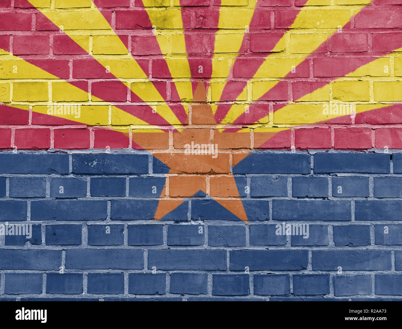 US States Concept: Arizona Flag Wall Background Texture Stock Photo - Alamy