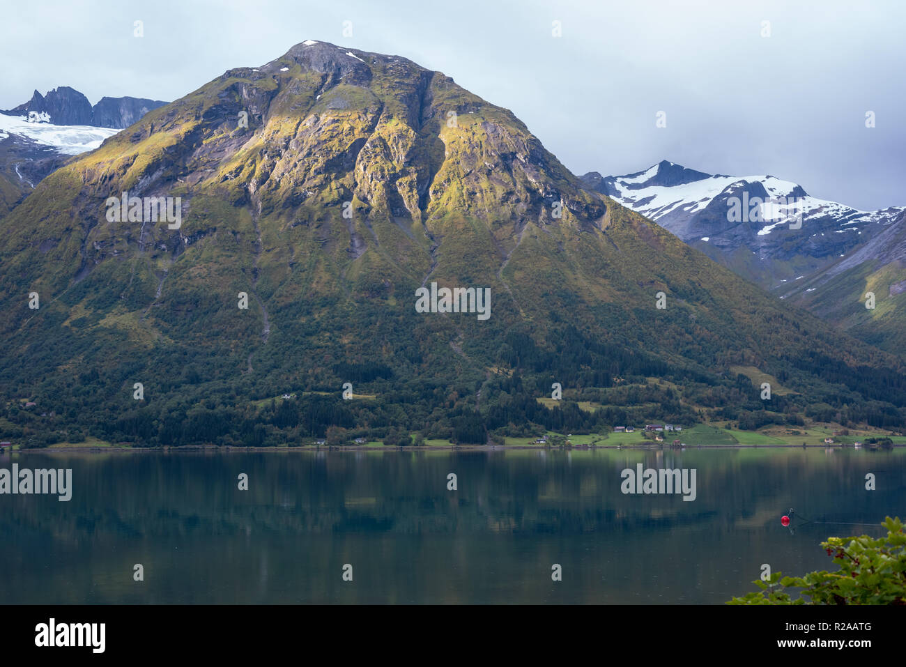 Mountain landscape at summer in Oppstryn Islands. The beautiful nature ...