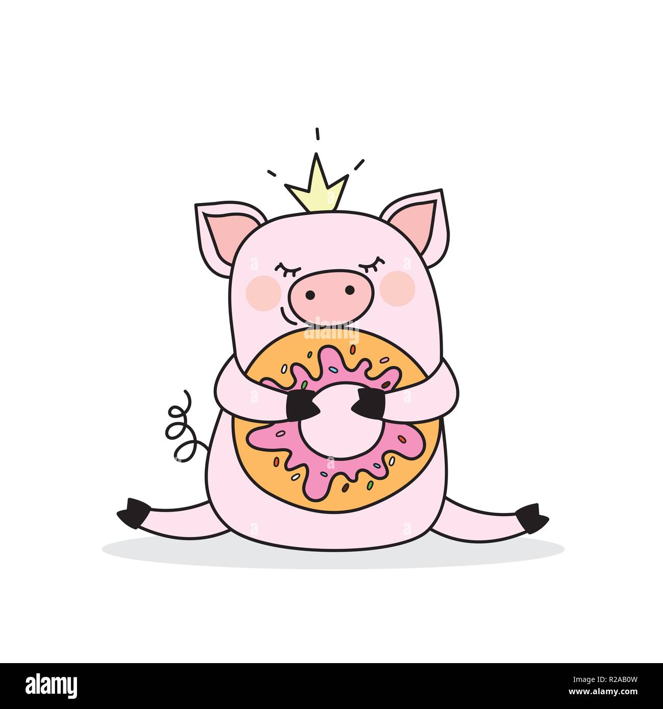 Funny Pig with donut,isolated on white background Stock Vector Image ...