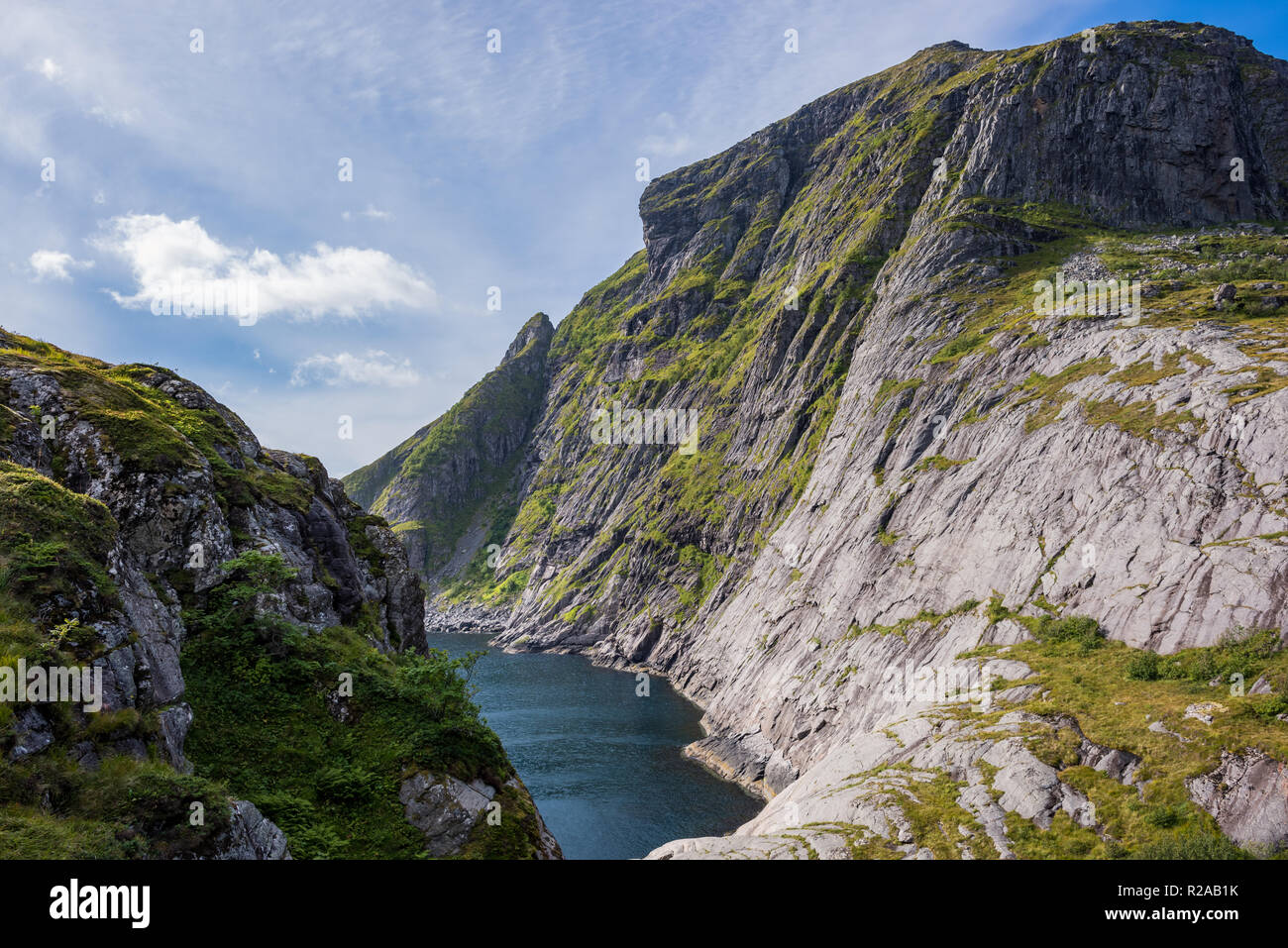 Mountain landscape at summer in Lofoten Islands. The beautiful nature ...