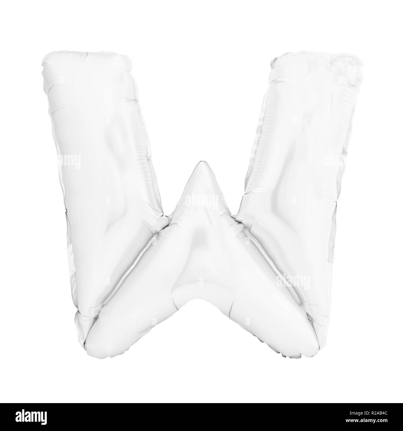 White letter W made of inflatable helium balloon isolated on white ...