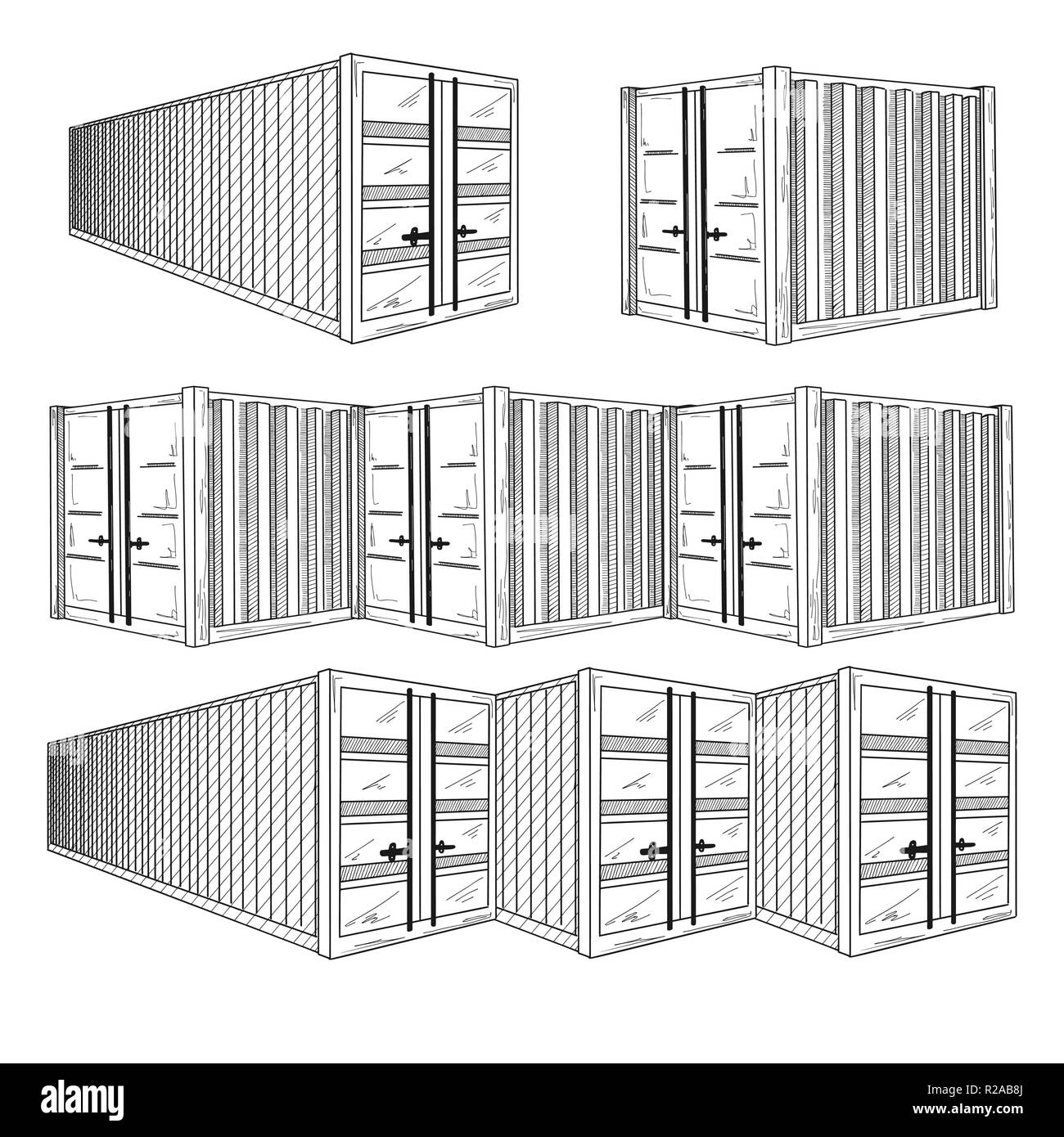Shipping containers graphic Black and White Stock Photos & Images - Alamy